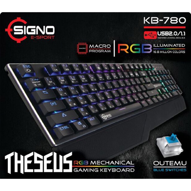 SIGNO E-Sport KB-780s THESEUS RGB Mechanical Gaming Keyboard - (Blue ...