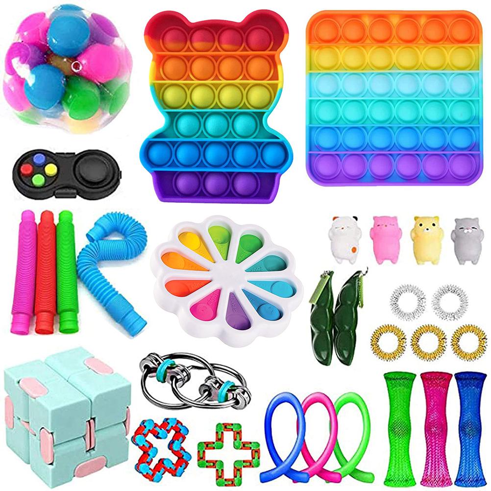 Pop It Kit 30PCS Sensory Toys Squeezing Bubble Toy Decompression Toys ...