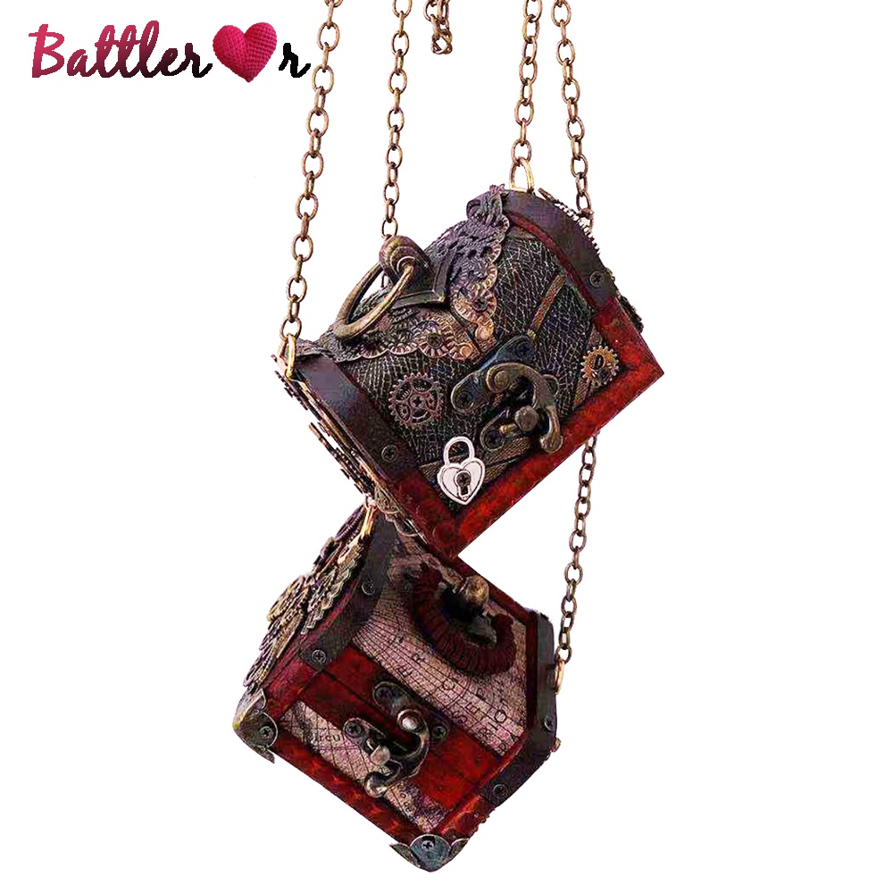 Steampunk Box Shape Chain Crossbody Bag for Women Vintage Hip Hop Purse ...