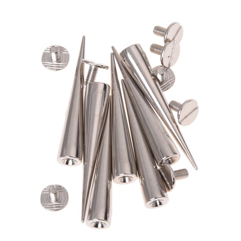 10 Set Silver Screw Bullet Rivet Spike Studs Spots DIY Rock Punk ...