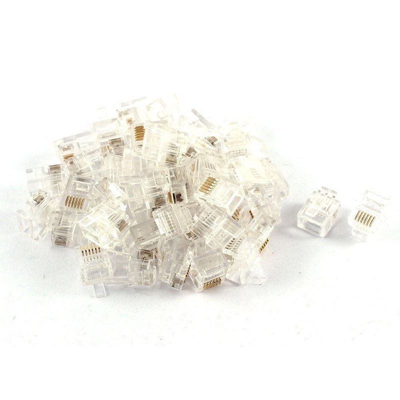 RJ11 6P6C Modular Plug Telephone Adapter Connector Line End 50pcs ...
