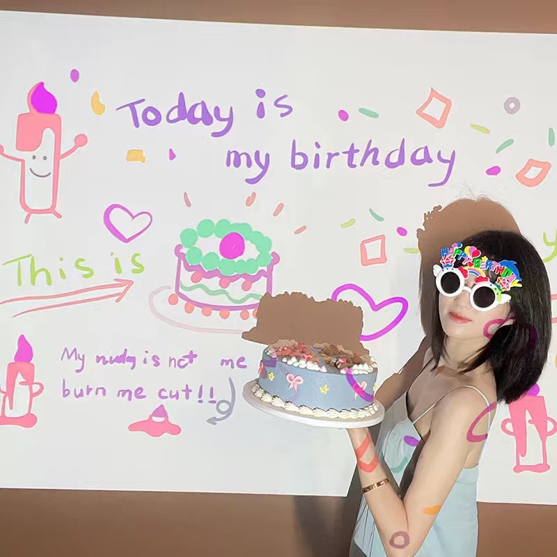 แถมแบต เครื่องฉายภาพ Hbdโปรเจคเตอร์ฉากหลังวันเกิด Hbdปาร์ตี้วันเกิด โคมไฟโปรเจคเตอร์งาน Sb8184