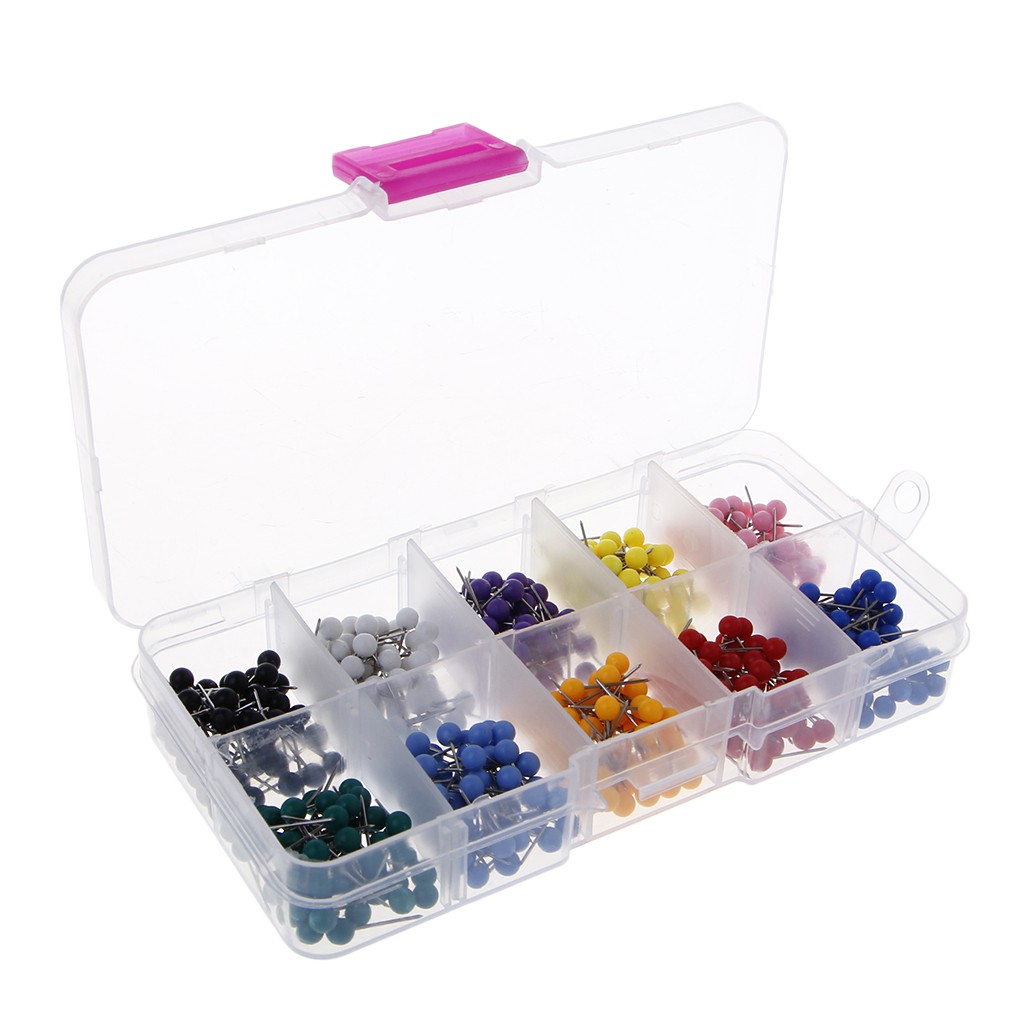 10 Colors Push Pins Round Plastic Head With Steel Point Assorted ...