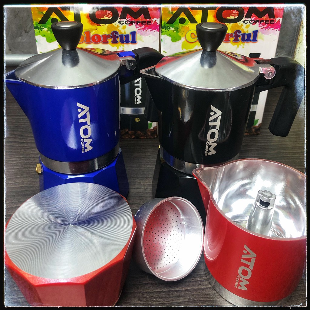 Moka Pot ATOM COFFEE รุ่น Colorful 3 และ 6 Cup คุณภาพเดียวกับของอิตาลี กล้าท้าชน รับประกันคุณภาพ ...