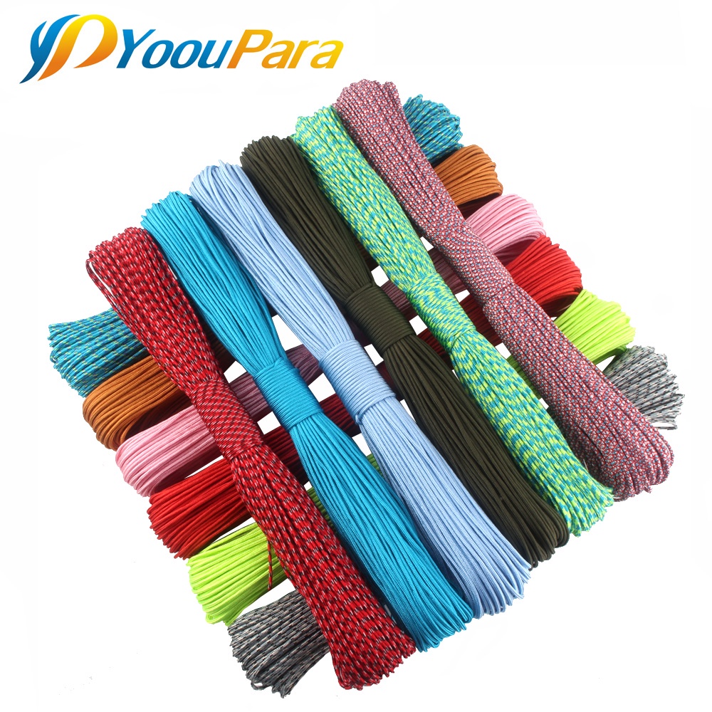 100 สี Paracord 2mm 100 FT, 50FT One Stand Cores Paracord เชือก ...