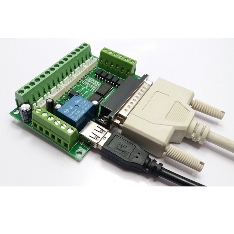 5 Axis CNC Breakout Board for Mach3USB Cable DB 25 Pin Parallel Cable ...