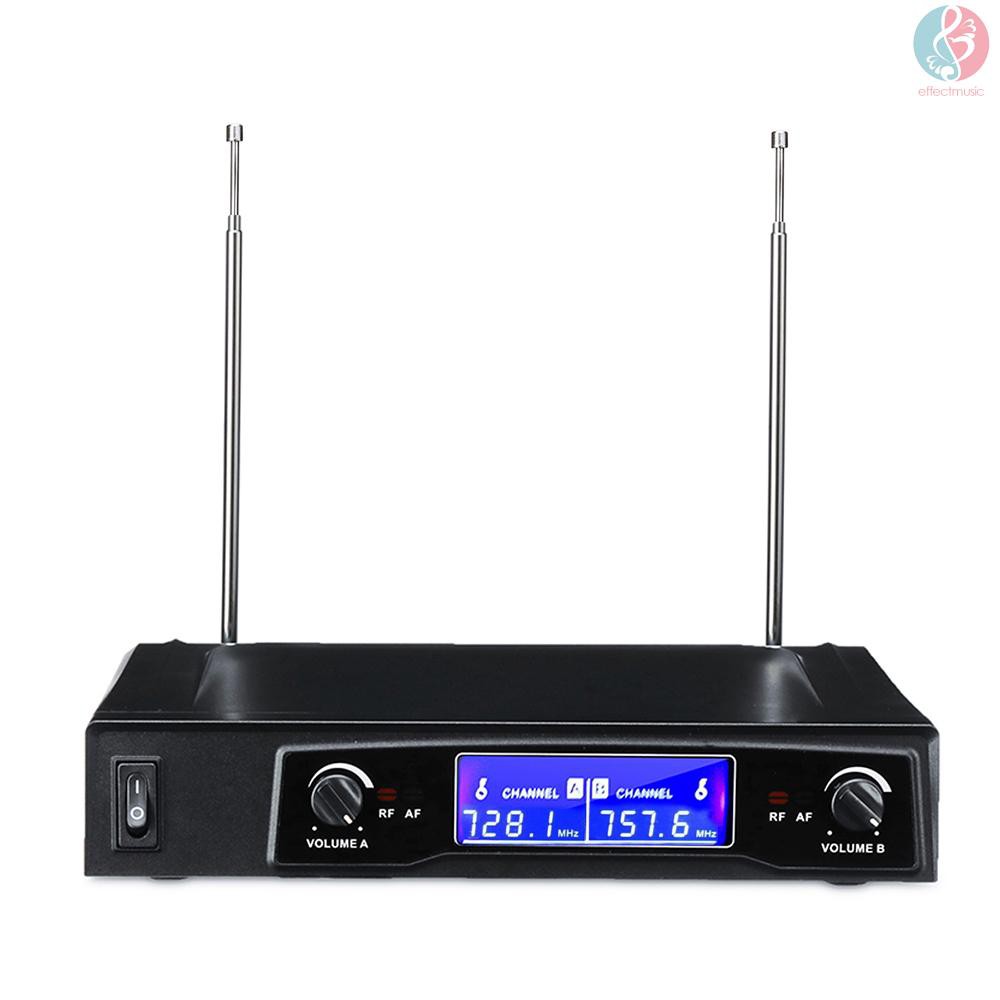 E*M Karaoke Microphones UHF Professional 2 CH Cordless Dual Handheld ...