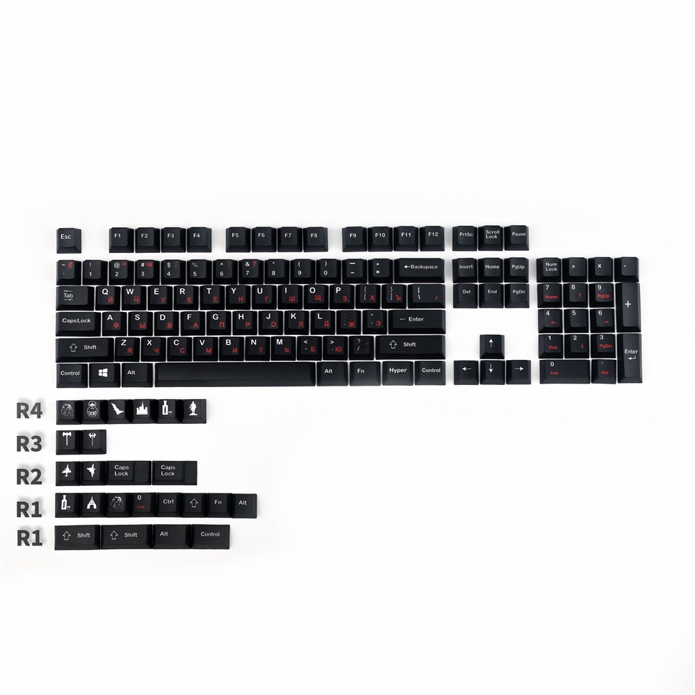 แป้นพิมพ์คอมพิวเตอร์ 120 Keys Dark Mechanical Keyboard Keycaps Russian ...