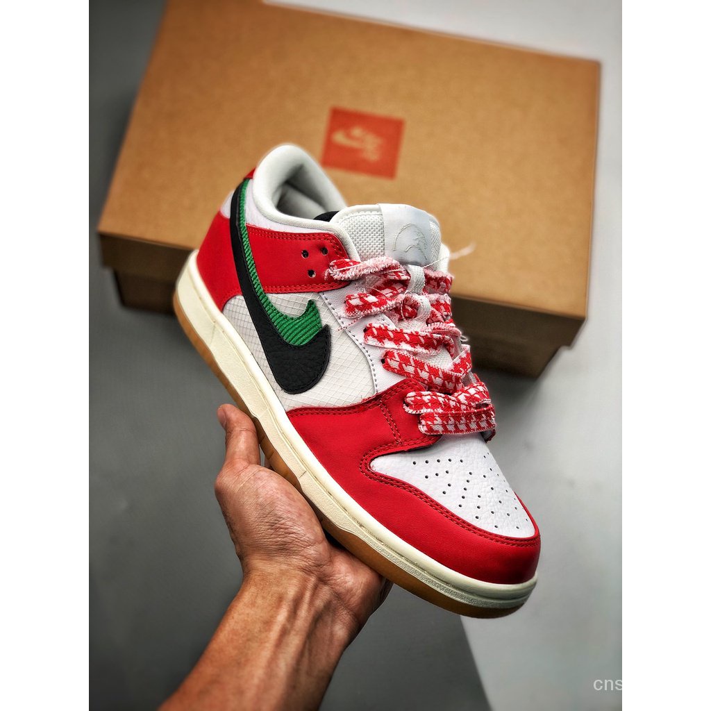 Nike Dunk SB low Habibi แบรนด์ร่วมของ Chicago Double Hook สีขาวสีแดง ...