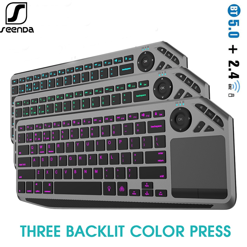 SeenDa Backlit Bluetooth 2.4G Wireless Keyboard with Touchpad for Smart ...