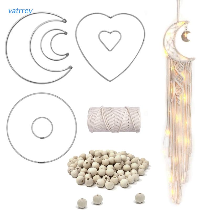 VA Macrame Ring Set Heart Circle Moon Dreamcatcher Rings with Macrame ...