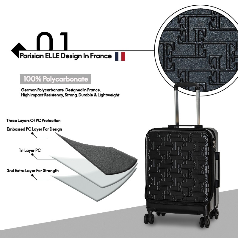 ELLE Travel Luggage Expandable Collection. 100 Polycarbonate (PC ...