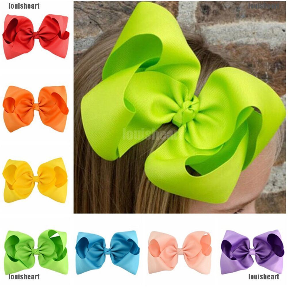 thro 8 Inch Big Large Hair Bows Girls Grosgrain Ribbon Knot Clip Hair ...