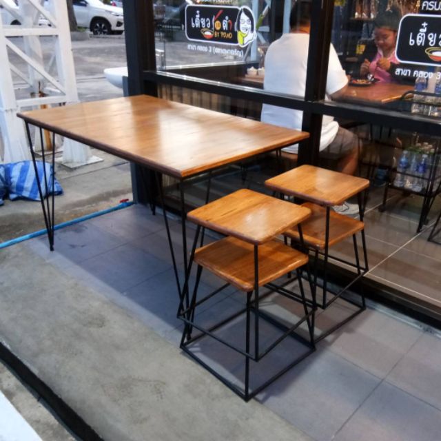 99HomeStore ชุดโต๊ะอาหาร Loft 4 ที่นั่ง | Shopee Thailand