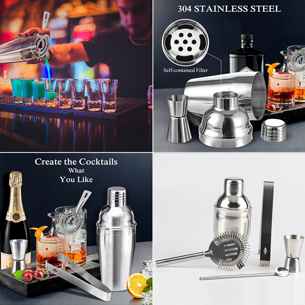 Cocktail shaker kit Jiggers 5PCS Anti-rust Anti-leak Cocktail Shaker ...