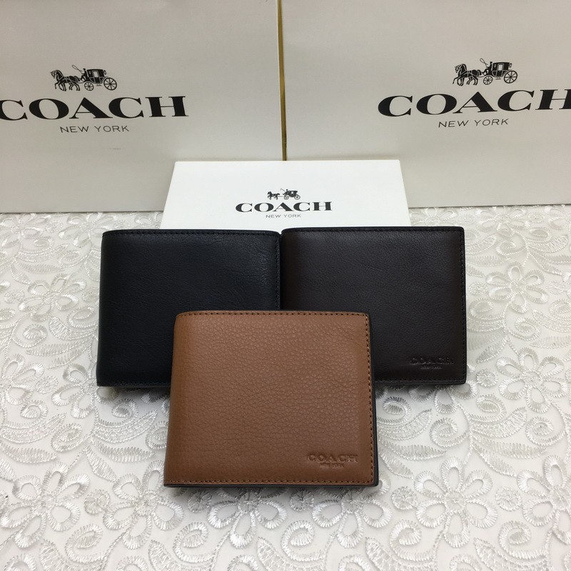 COACH short clip F74991 mens calf leather short clip plain leather ...