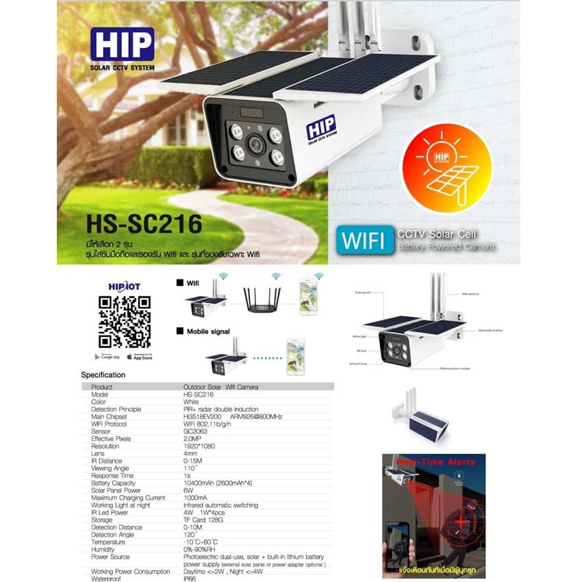 กล้องโรบอท HIP CCTV Solar Cell HS-SC216 Wifi - inhome.gadget - ThaiPick
