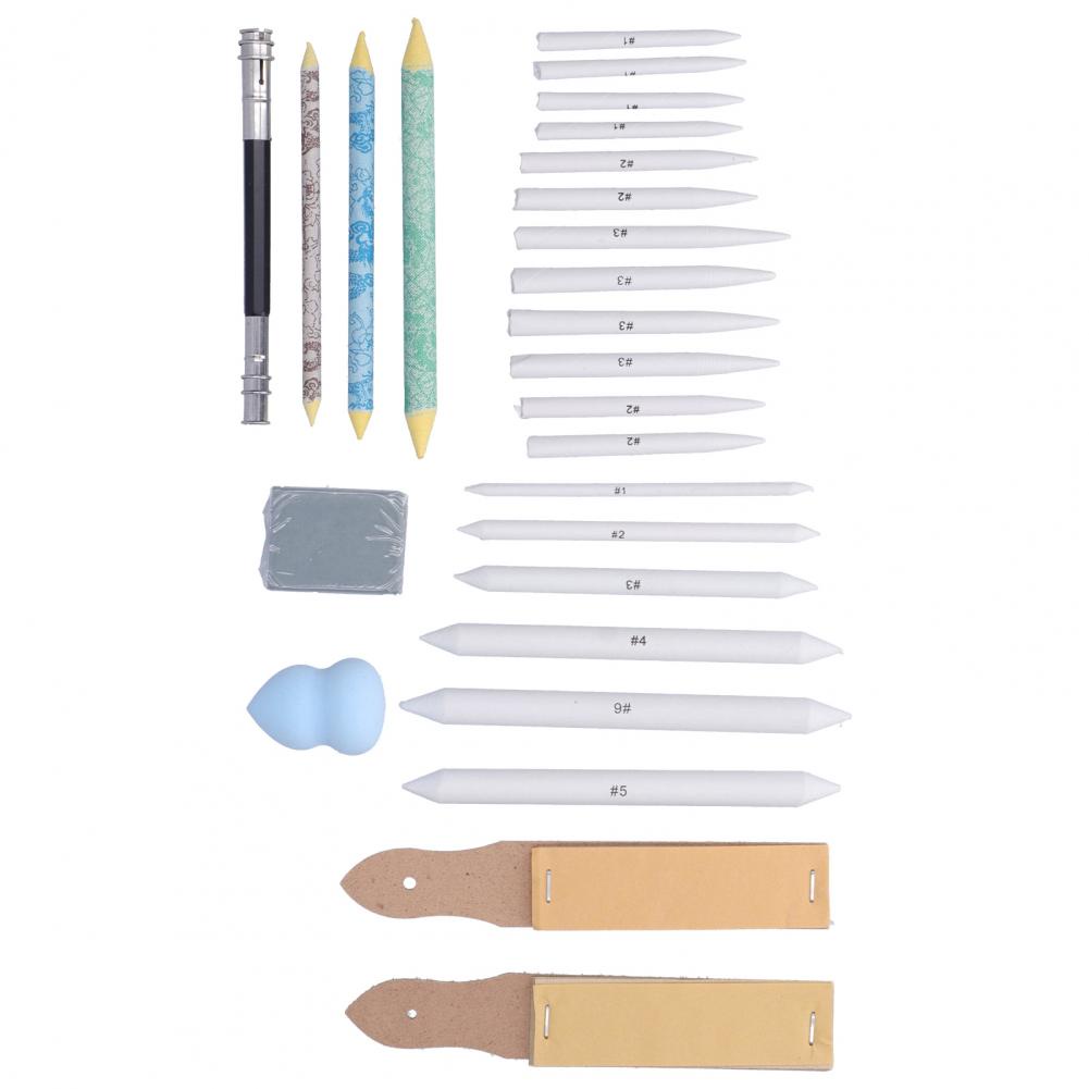 26pc Blending Stumps Sandpaper Board Eraser Sponge Extension Tool ...