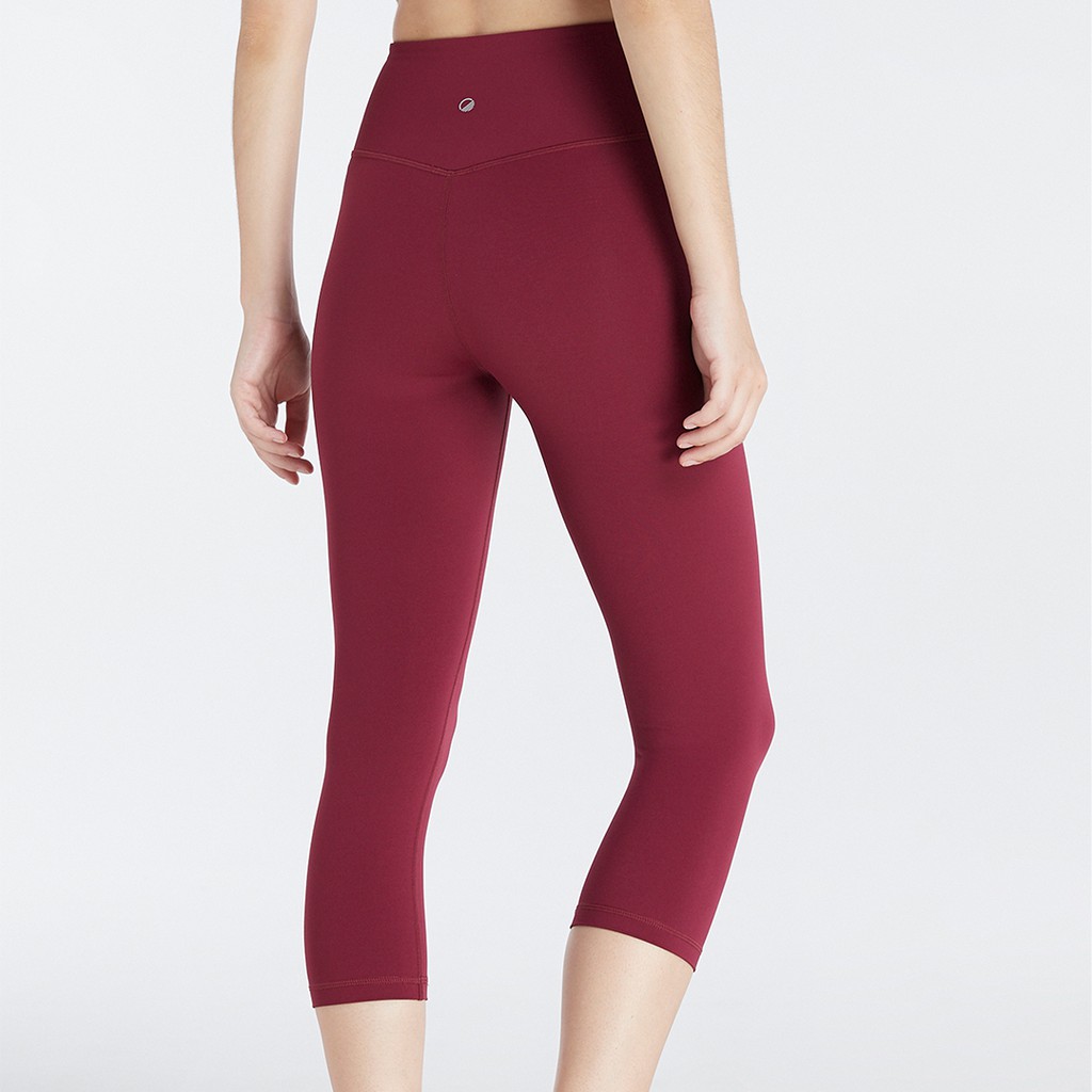 Wakingbee Essential Capris (Burgundy) เลกกิ้งห้าส่วน ออกกำลังกาย โยคะ ฟิตเนส ผ้ายืดหยุ่น สีสวย ...