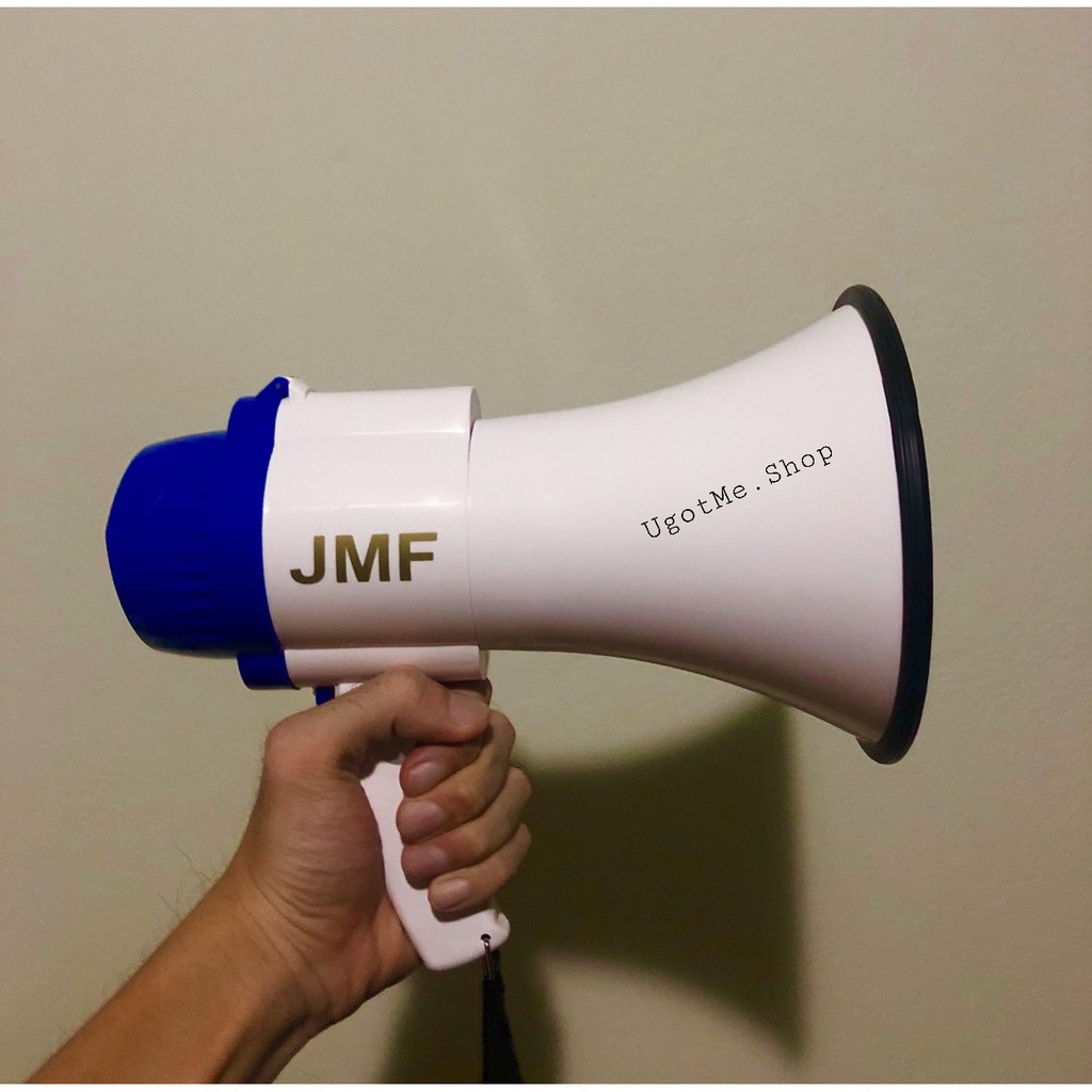 JMF โทรโข่ง (พร้อมแบตเตอรี่+ไมโครโฟน) สามารถอัดเสียงได้ + มีเสียงไซเรน มี 2 สี (น้ำเงิน,แดง ...