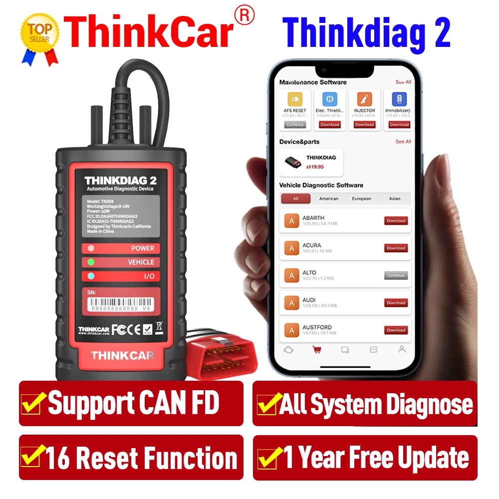 ใหม่ล่าสุด Thinkcar เครื่องสแกนเนอร์ Thinkdiag 2 ซอฟต์แวร์อัพเกรด 2022 ...