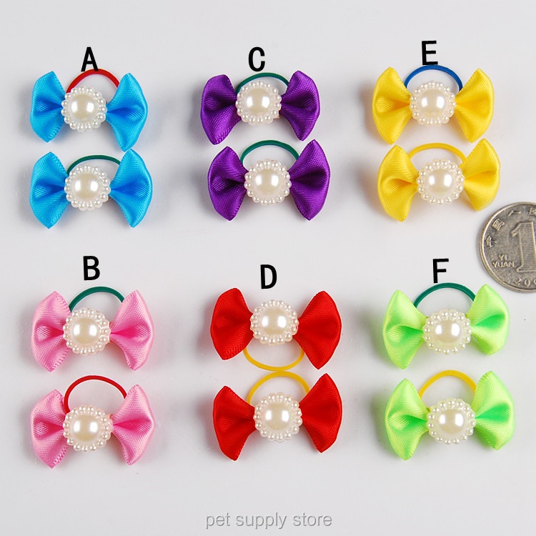 50pcslot Pet Grooming AccessoriesMixed Ribbon Hair Bow Dog Rubber Bands ...