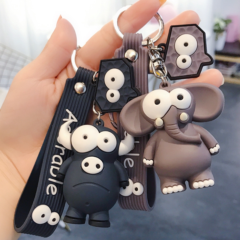 Funny Ugly Cute Eye-Catching Elephant Key Chain Cute Cartoon Epoxy Eye ...