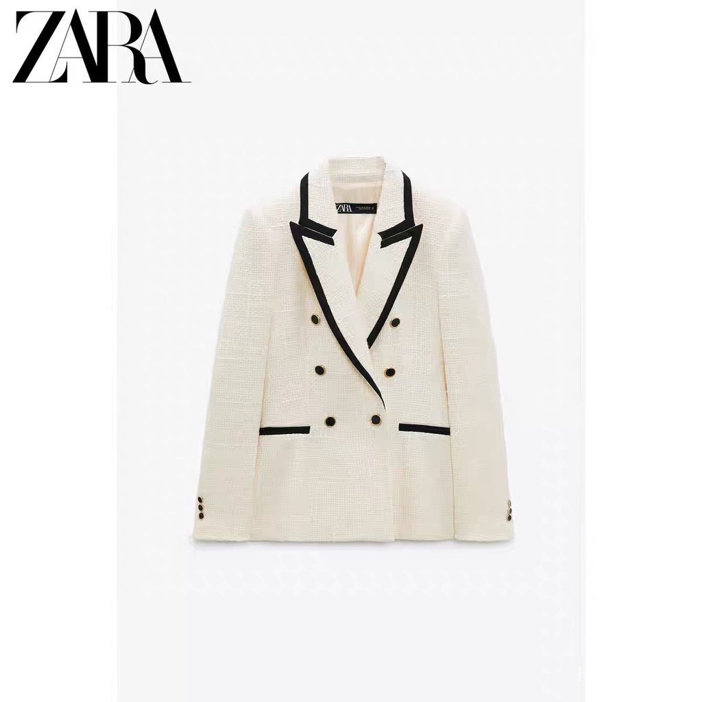 Zara new womens clothing contrast color trim texture professional ...