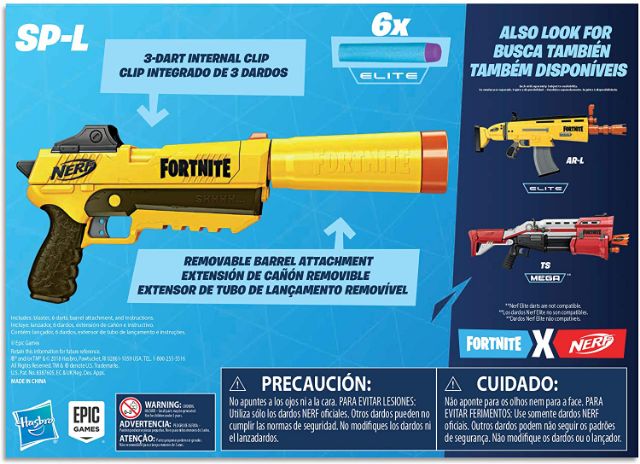 Nerf Fortnite SP-L Blaster Gun with Detachable Barrel and 6 Official ...