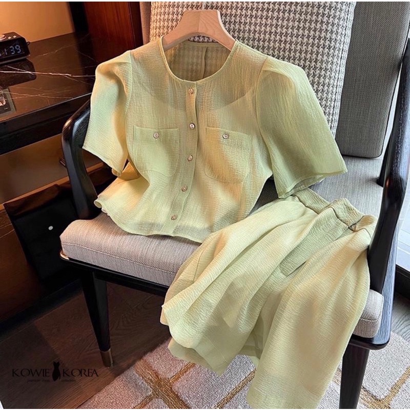 Kowie Korea Nadia ( SS- 258 -GR ) ชุดเซทเสื้อกางเกง สีเขียว price 1090 ...
