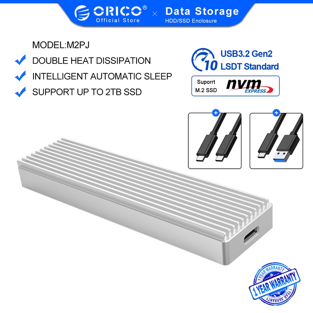 ORICO เคสกล่องฮาร์ดไดรฟ์ M.2 NVME SSD สําหรับ Pcie M-Key SSD Disk USB-C ...