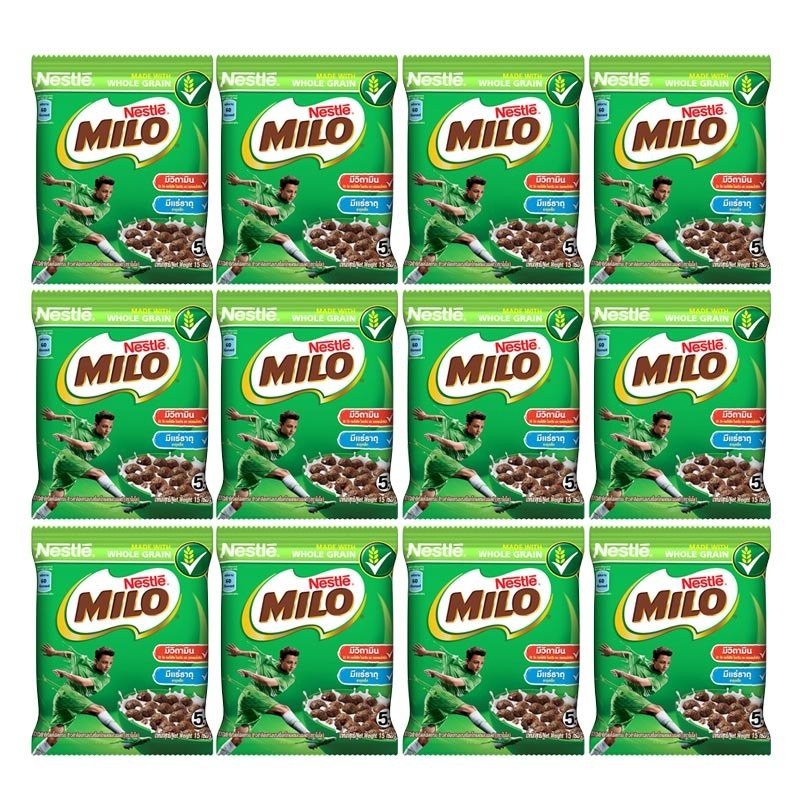 Nestle Milo Cereal Chocolate and Malt Flavor 15g.×Pack12pcs. เนสท์เล่ ...