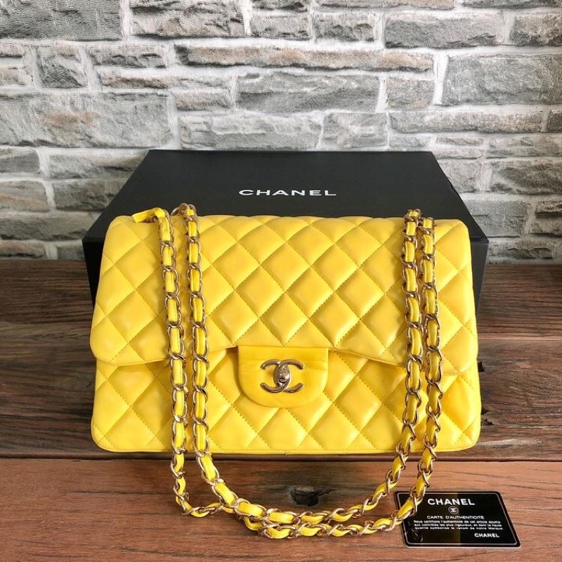 CHANEL Classic Double Flap Jumbo Yellow - cherryroad - ThaiPick
