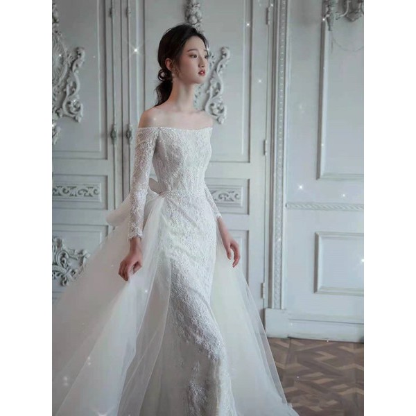 ห้ามยิงผลิตภัณฑ์นี้ this 2021 new line shoulder long-sleeved fish tail ...