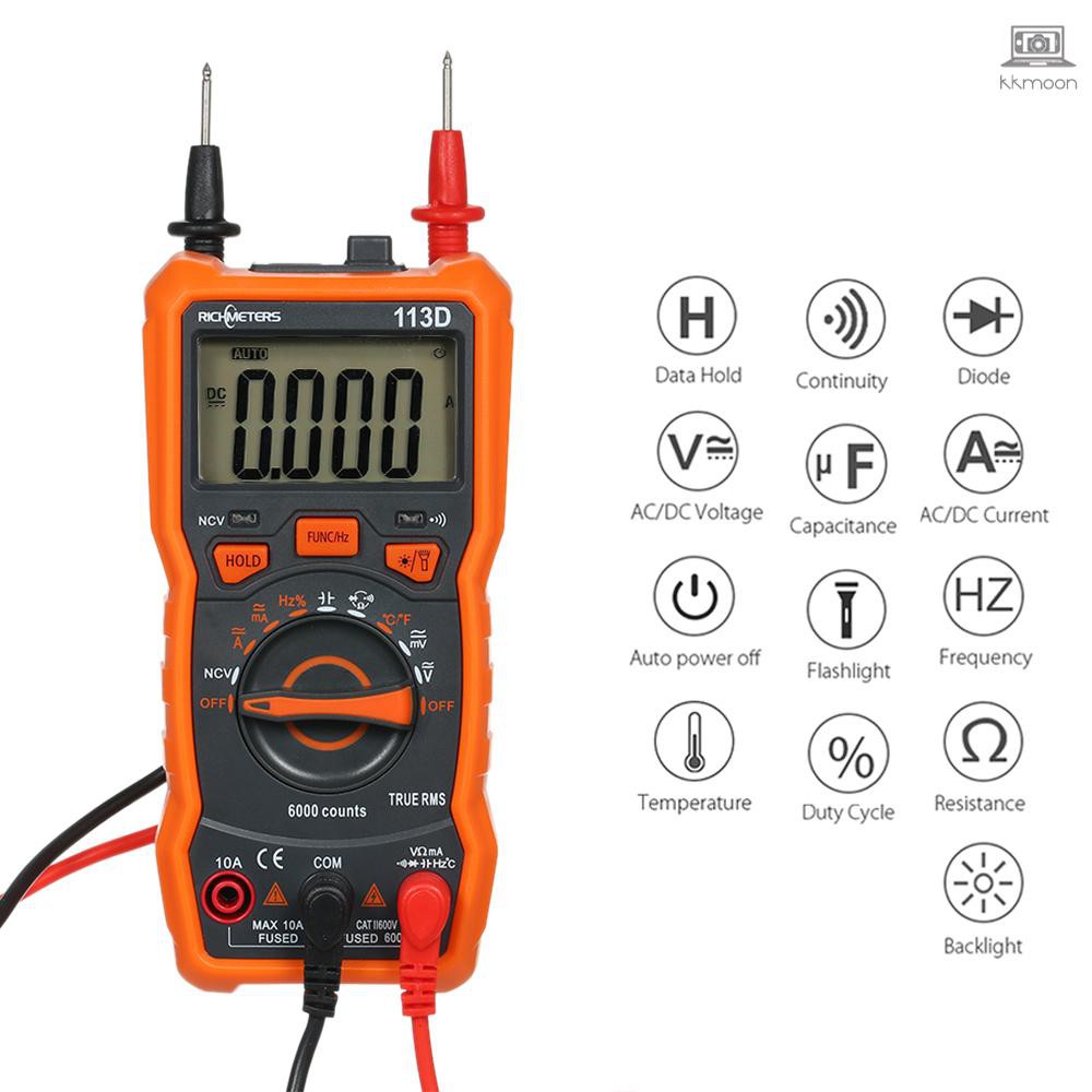 RICHMETERS RM113D เครื่องนับมัลติมิเตอร์แบบดิจิตอล NCV 6000 นับ ...