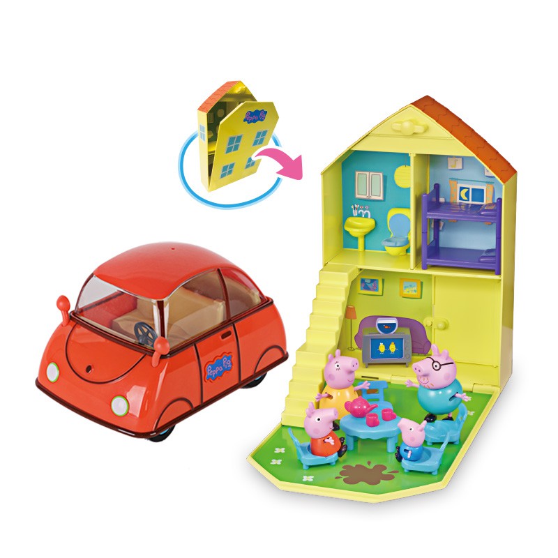 ↂLittle Pig Peppa House ของเล่นเพื่อการศึกษา Happy Family Car Set Zhu ...