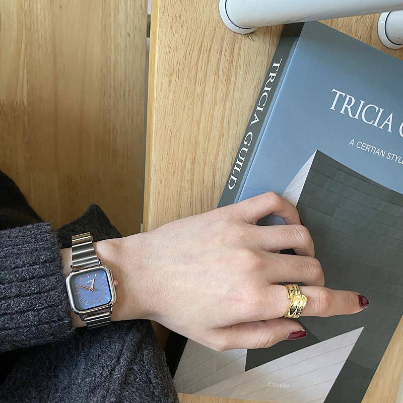 SENSES Small Square Watch Light Luxury Advanced Watch Simple Graceful and Fashionable Student ...