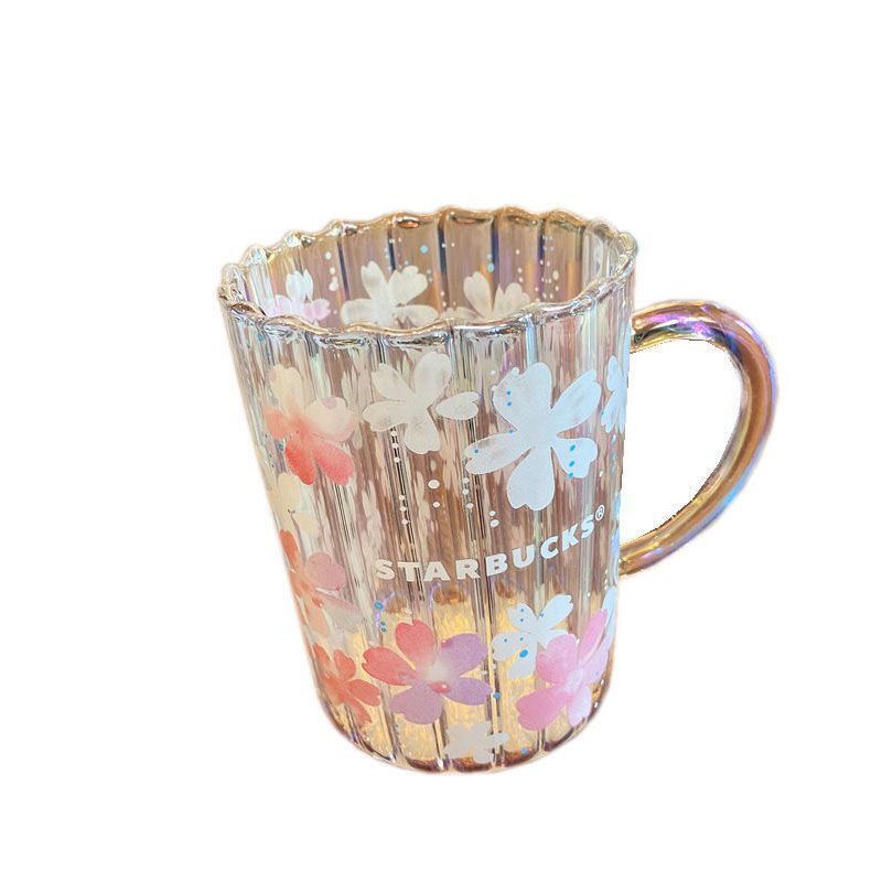 Starbucks 2020 Japan Sakura Plating Glass Cup Pink Petal with Handle ...