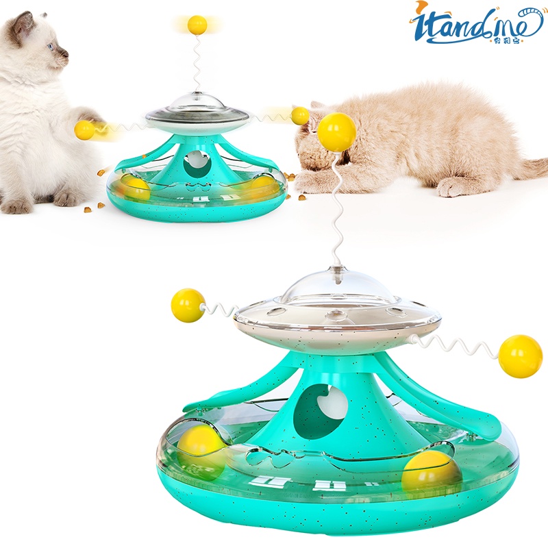 360Rotation Orbital Turntable Cat Toy Funny Cat Stick Cat Interactive ...