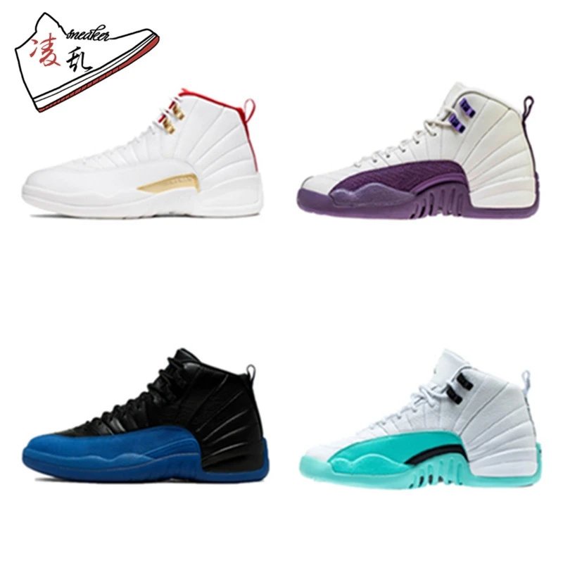 Air Jordan 12 AJ12 New Year Pig Year Reverse Gold Buckle Black Blue ...