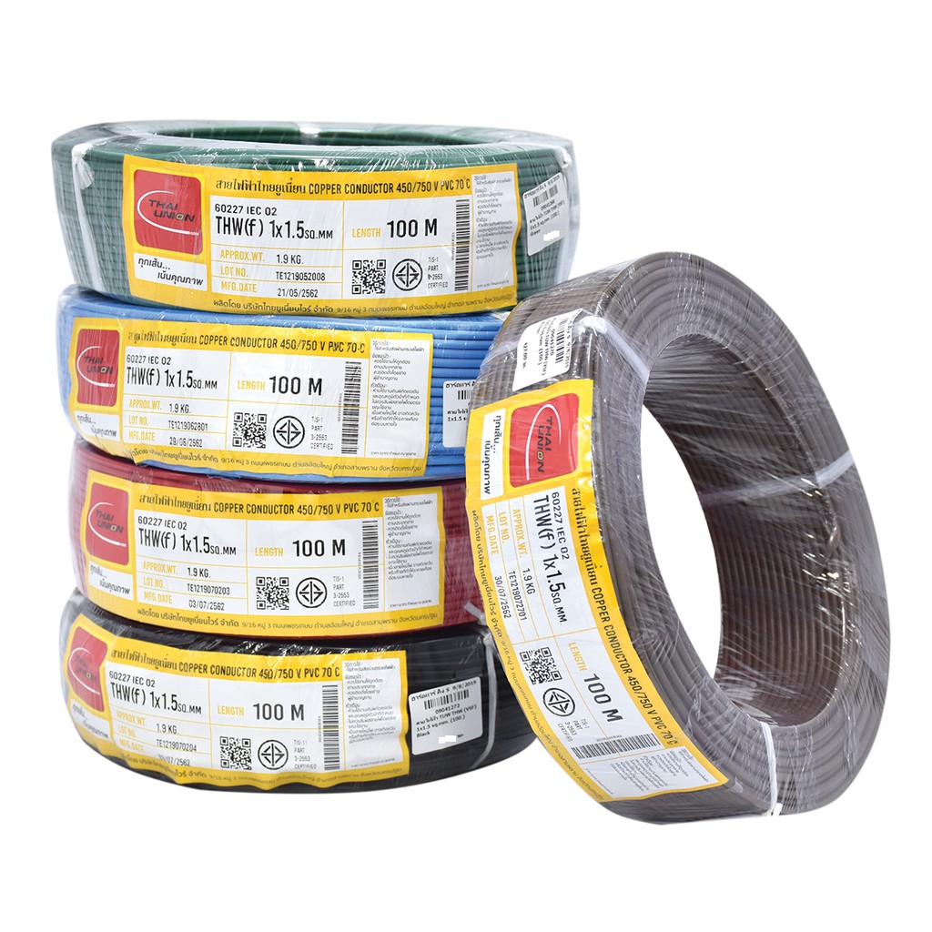 TUW สายไฟฟ้า THW (VSF) 1x1.5 sq.mm. (100 เมตร) - lek1989 - ThaiPick