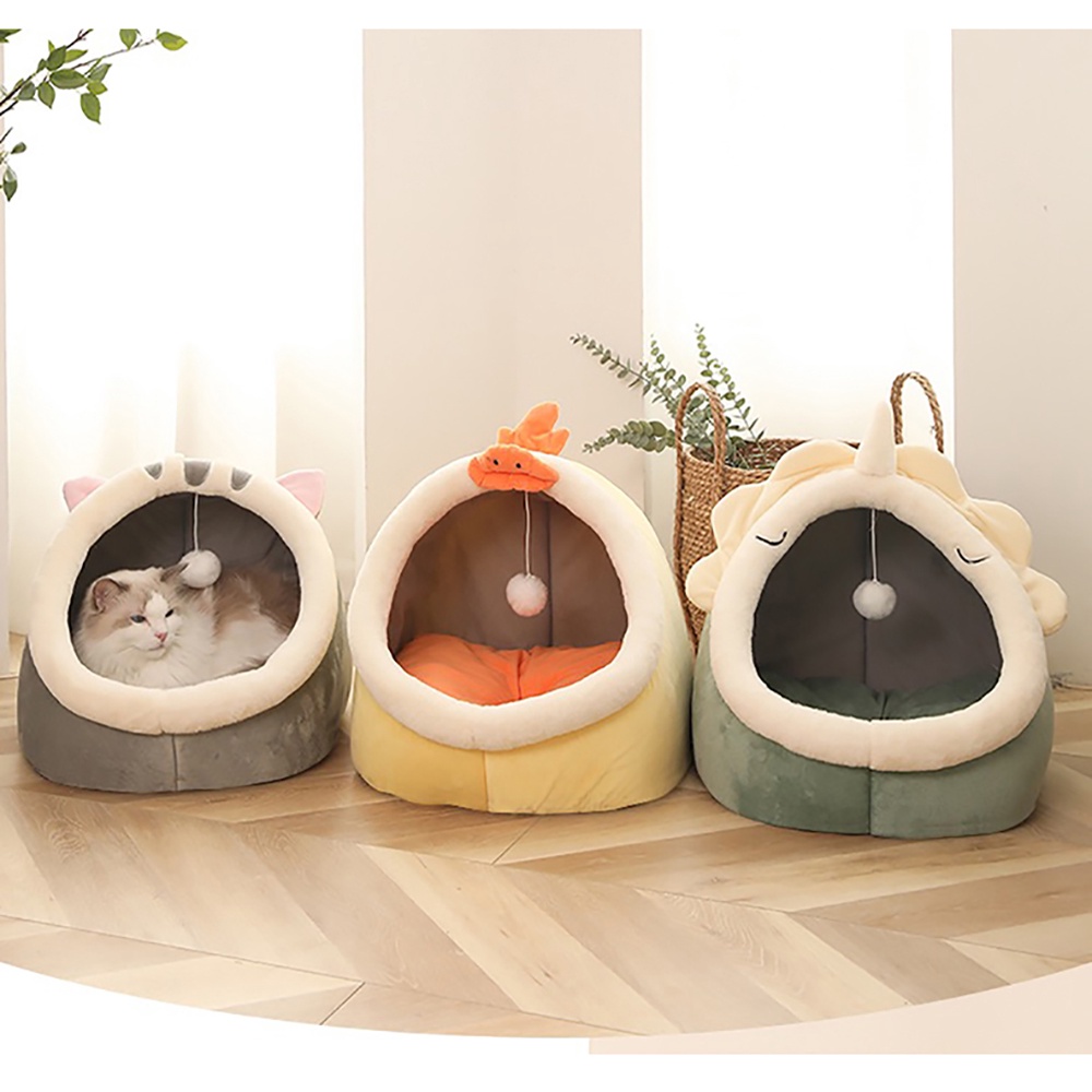 แมวครอกWarm Cats Bed Cute Cats House Kitten Lounger Cushion for Small ...