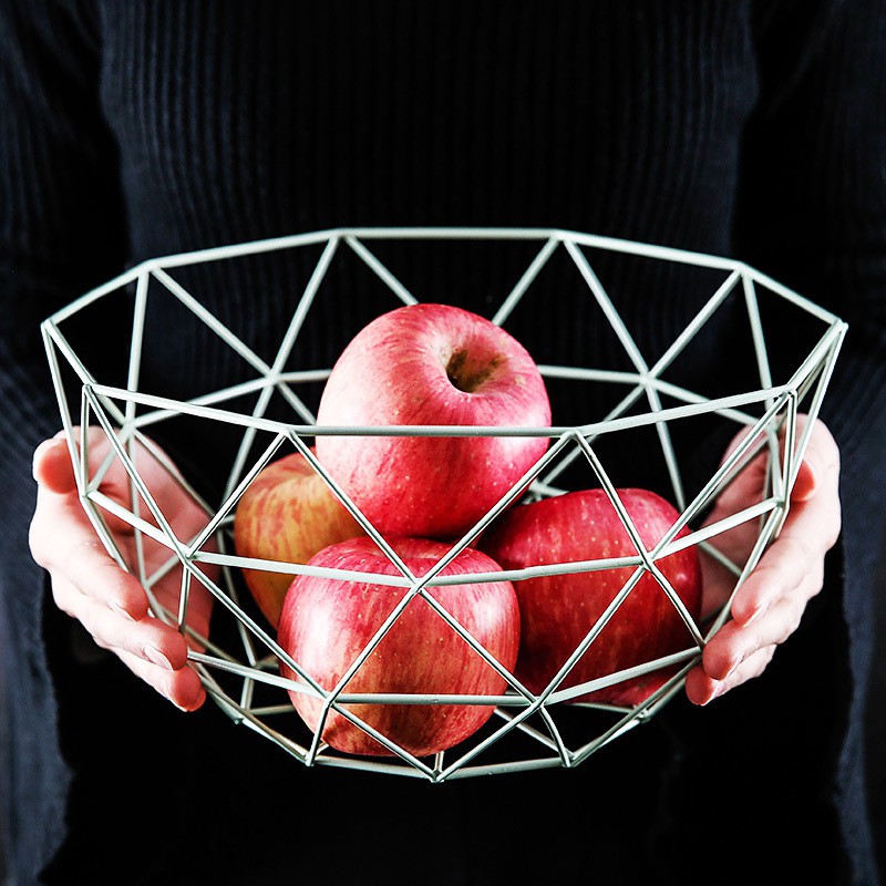 Iron Wire Fruit Bowl Countertops Round Storage Frame Basket - dreamedge ...