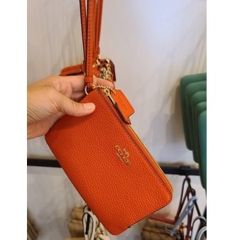 พร้อมส่ง แท้ ????????????% New Coach คล้องมือ 2 ซิป S DOUBLE CORNER ZIP ...