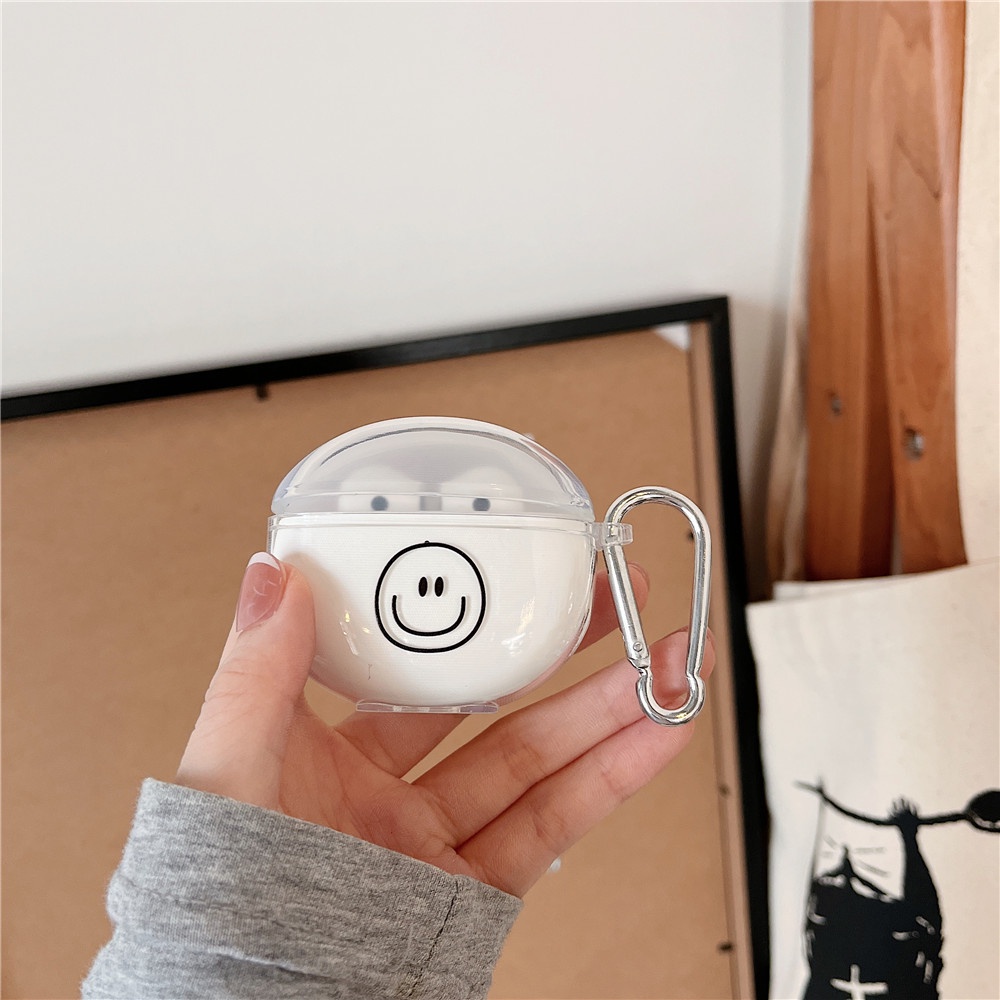 【จัดส่งรวดเร็ว】เคสหูฟัง แบบนิ่ม ลายหน้ายิ้ม และหัวใจ สีโปร่งใส สําหรับ