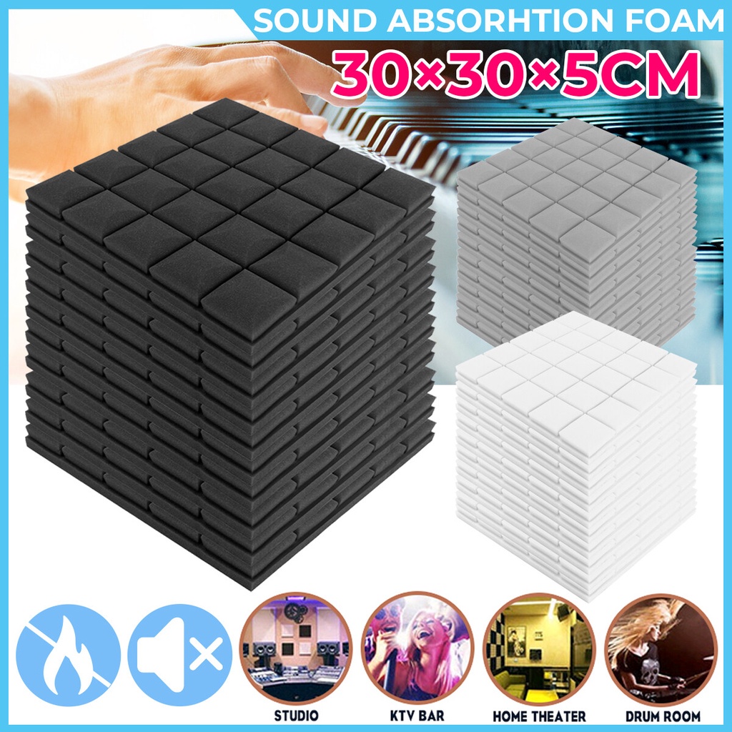 4pcs 30x30cm Acoustic Soundproof Foam Sound Absorption Treatment Panel ...