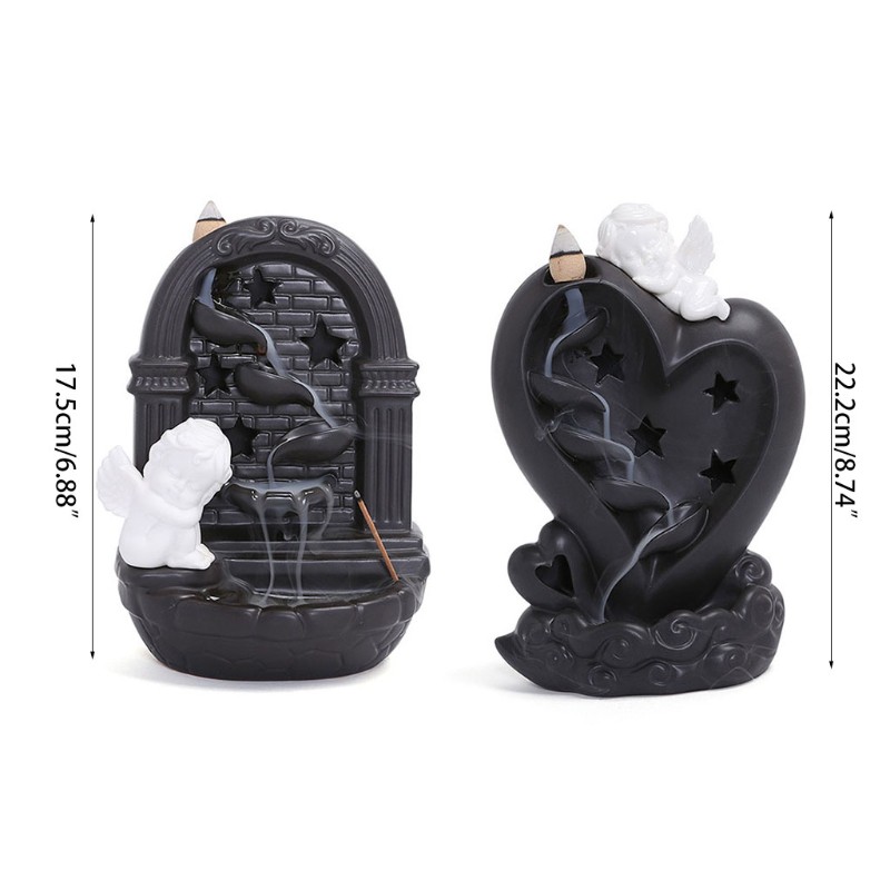 Cupid Heart LED Ceramic Backflow Incense Burner Home Decor Aromatherapy ...