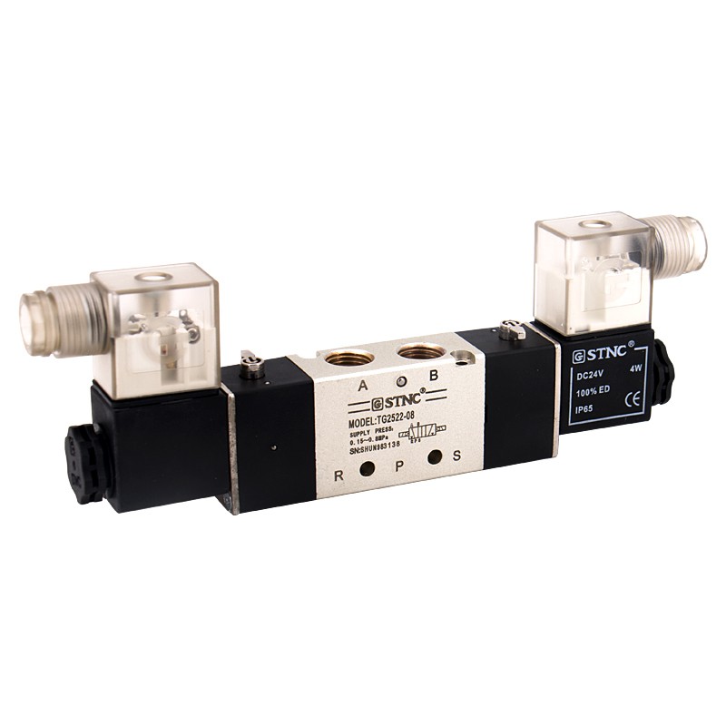 STNC Solenoid valve TG2522-08 โซลินอยด์วาล์นิวแมติคส์ คอยล์ 220V และ 24VDC *2 ข้าง Function 5/2 ...