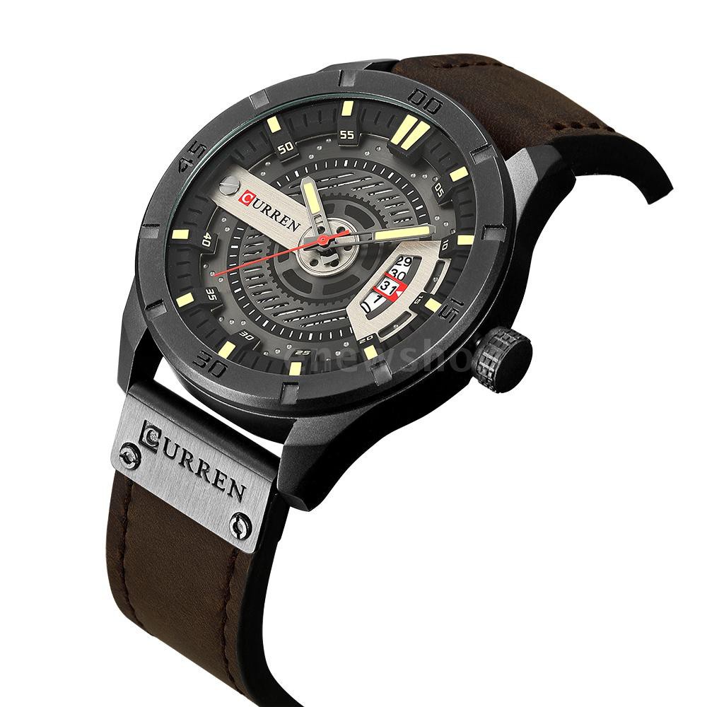 ENS CURREN Fashion Genuine Leather Men Watches 1ATM Life Water ...