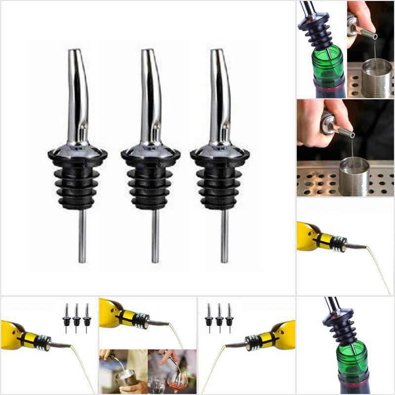 GoldenSilver3x Stainless Steel Liquor Spirit Pourer Free Flow Wine ...
